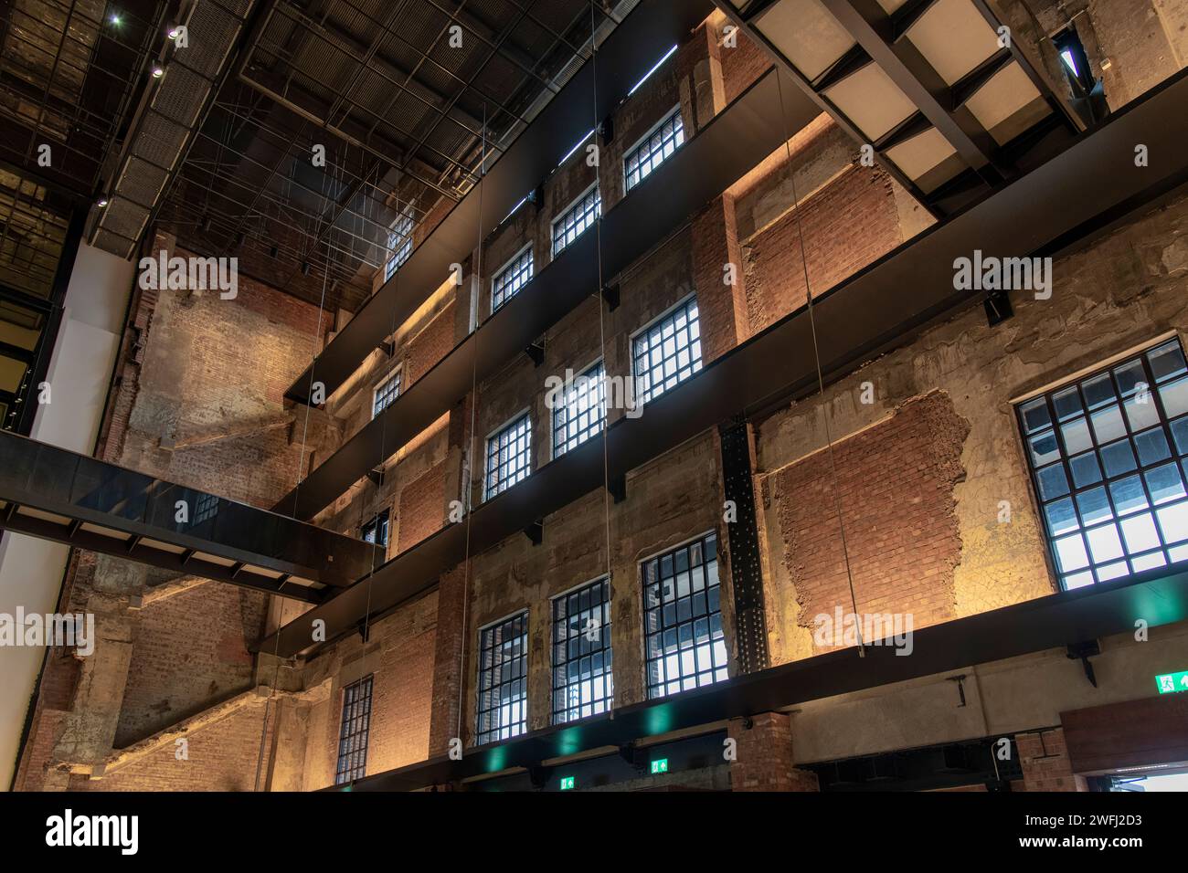 London, UK, December 14, 2023; Illuminated low angle view of interior ...