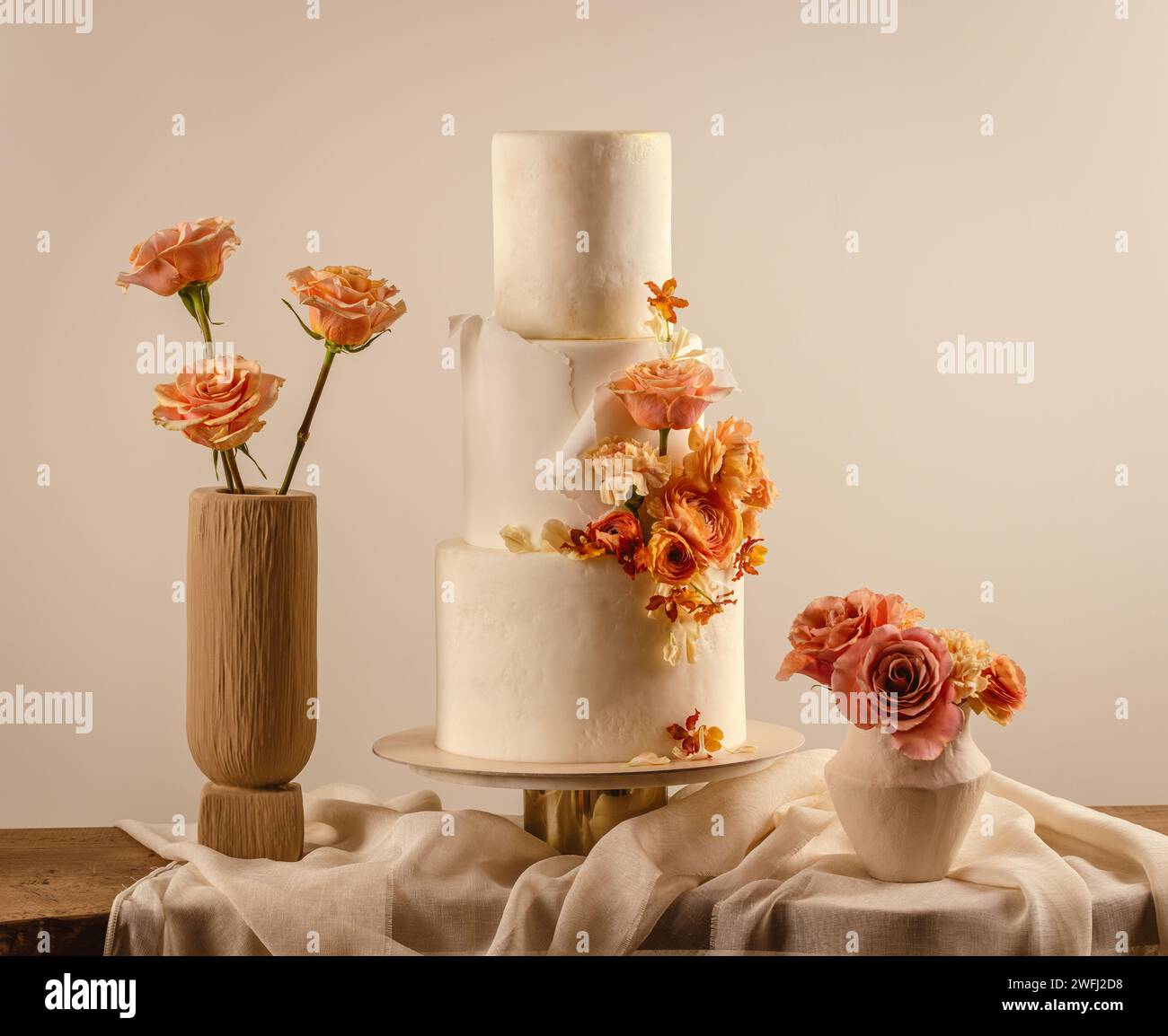 Beautiful three tiered cake hi-res stock photography and images - Alamy