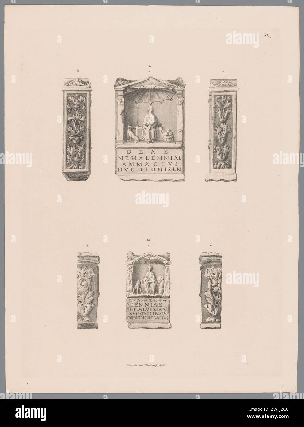 Two Nehalennia altars, pl. XV, Tiemen Hooberg, 1843 - 1845 print Two ...