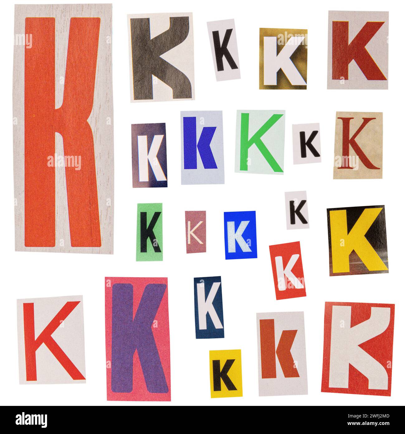 Letter K cut out from newspapers, isolated on white background Stock Photo - Alamy