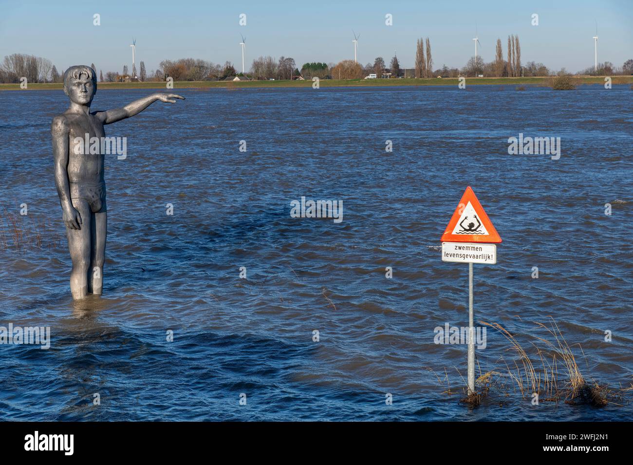 Zaltbommel, the Netherlands-January 9, 2024; Sculpture and water statue ...
