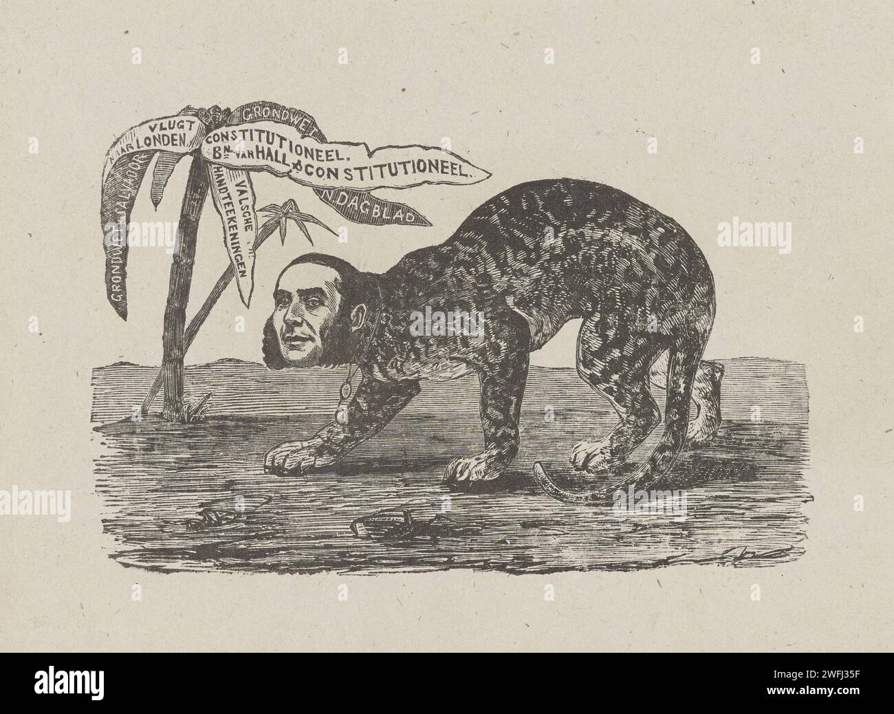 Leopard with the head of a man (possibly Floris Adriaan van Hall) in ...