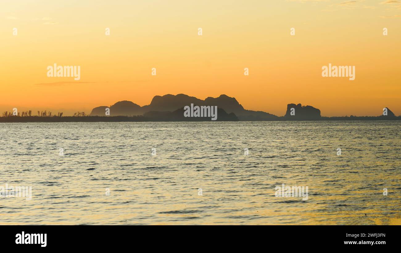 Sunset or sunrise at Koh Mook (Koh Muk), Thailand. Panorama of at ...