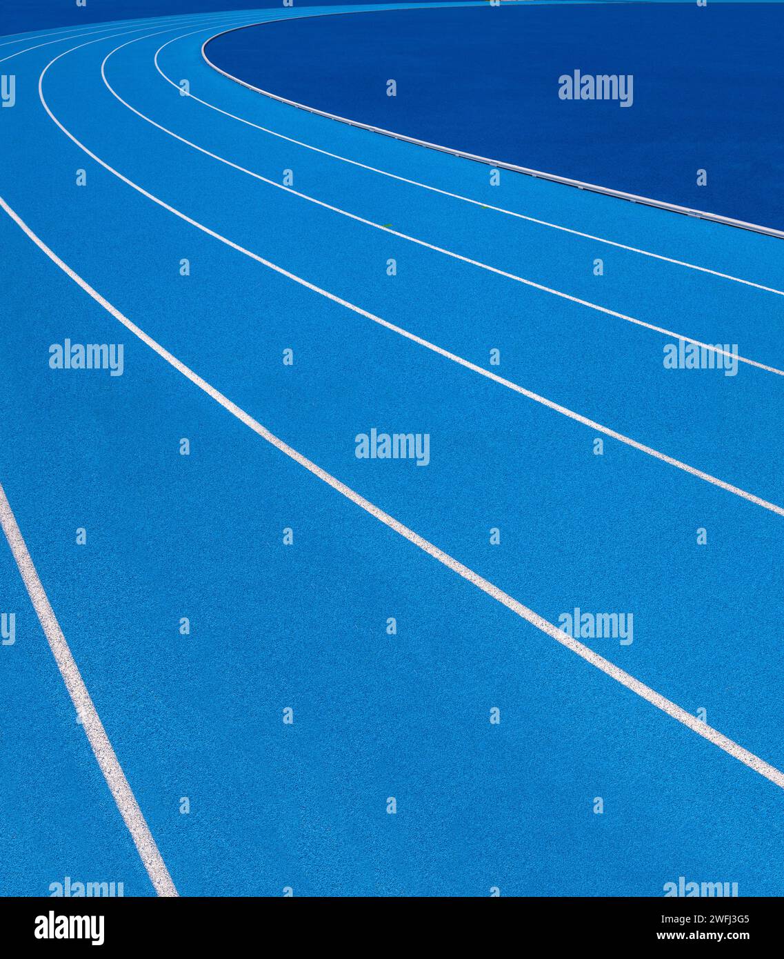 Blue Olympic track lanes with white stripes, an empty background ...