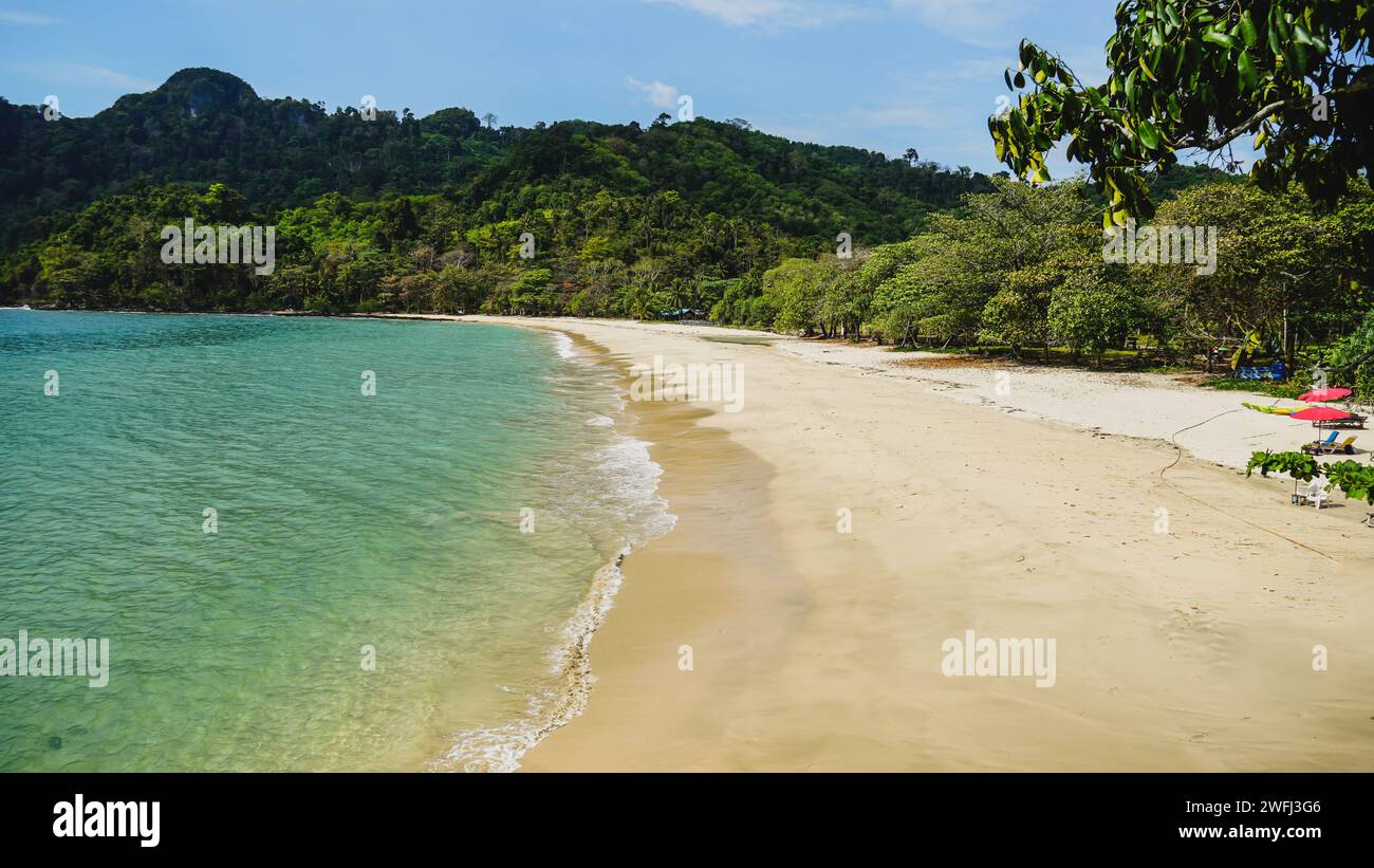 Beautiful beach and Palm trees on Koh Mook island in Thailand. Tropical ...