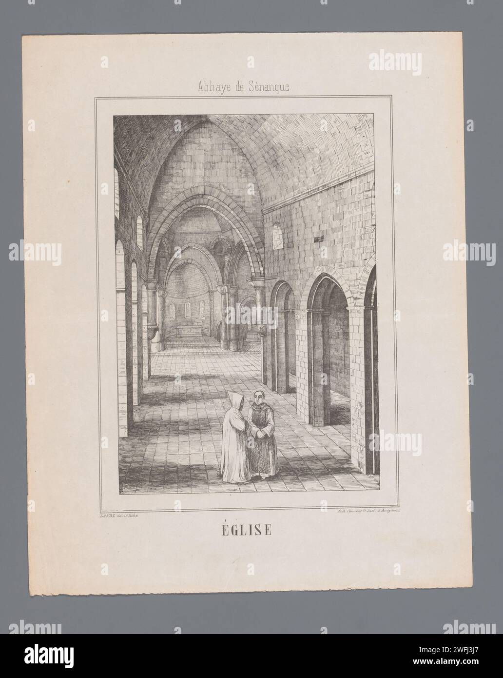 Interior of the Abbey Church of Sénanque, T. Laval, 1855 print Avignon ...
