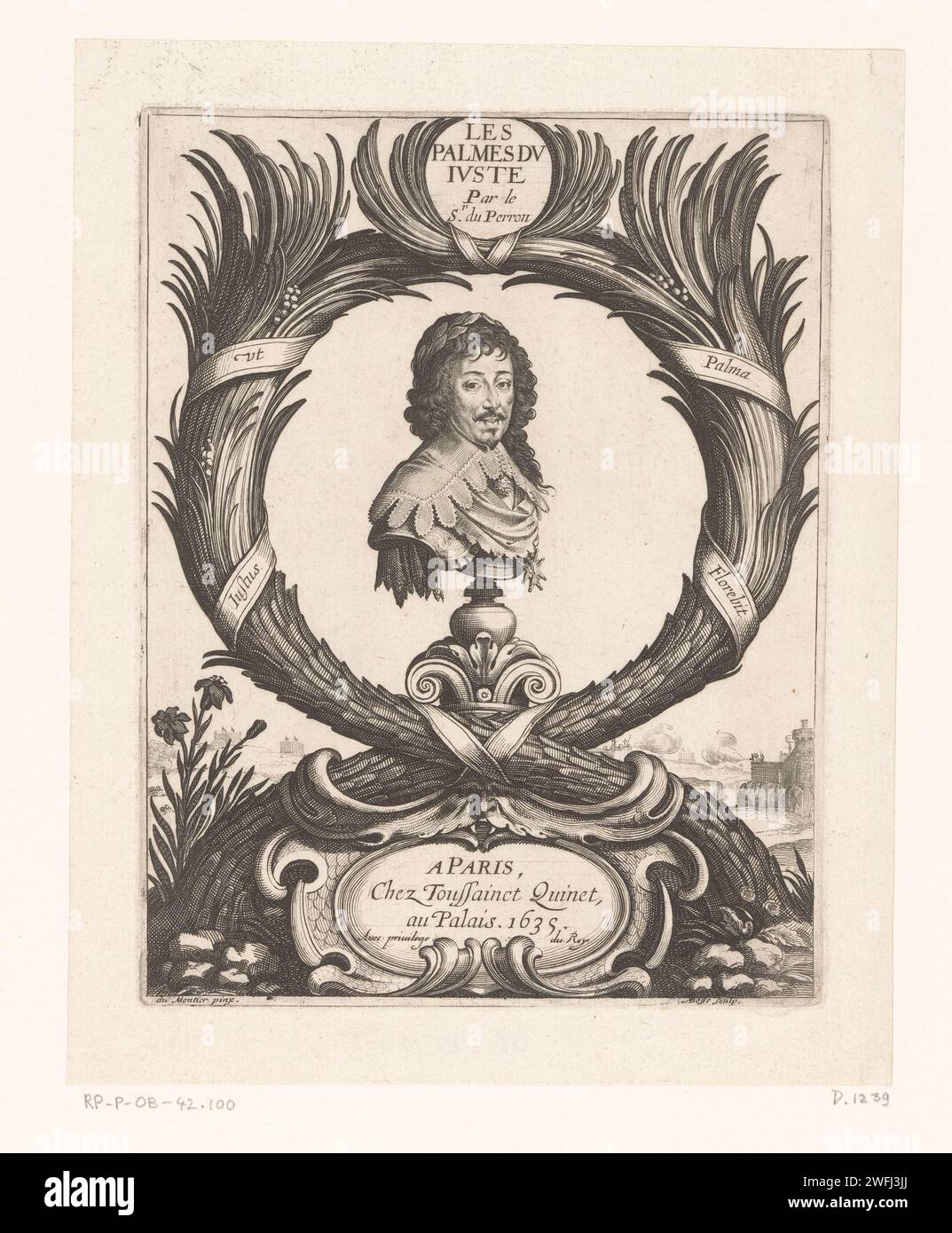 Portrait of Louis XIII in a wreath of palm branches, Abraham Bosse ...