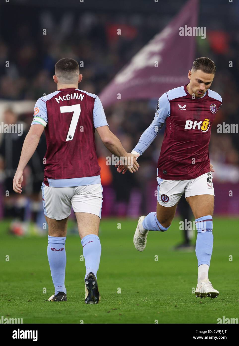Birmingham, UK. 30th Jan, 2024. John McGinn of Aston Villa embraces ...