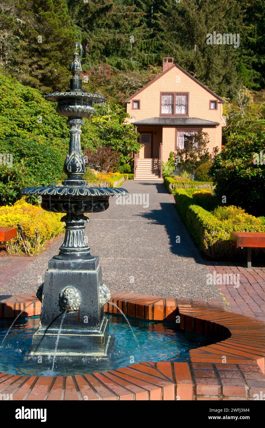 Fountain to Garden House, Shore Acres State Park, Oregon Stock Photo ...