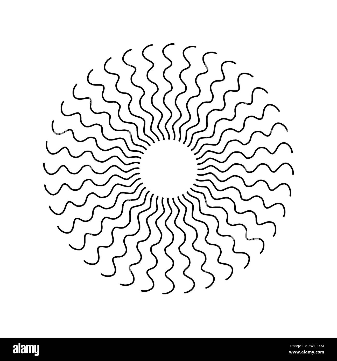 Wavy pattern. Coloring page illustration. Sun with wavy rays Stock ...