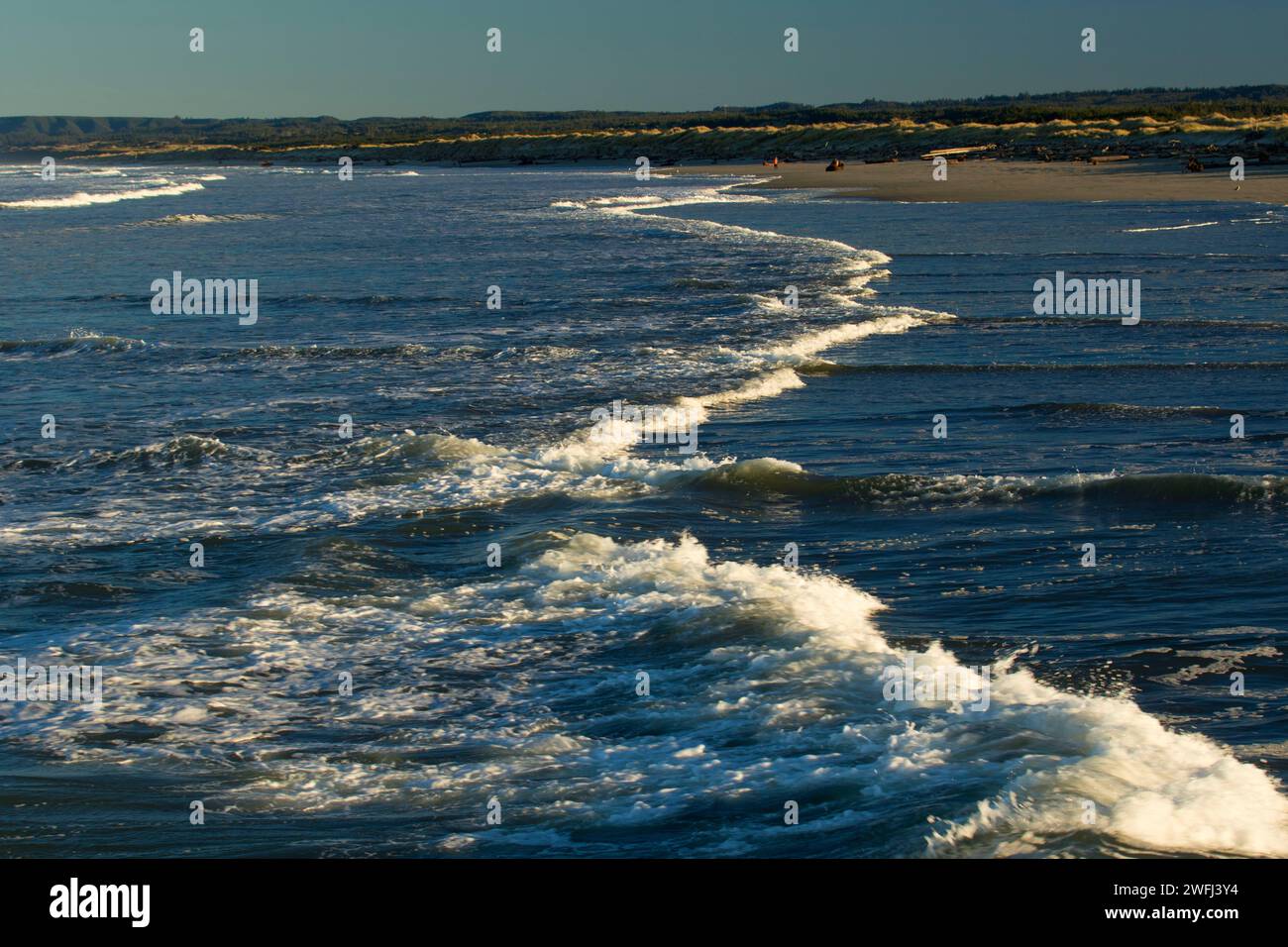 Surf from North Jetty, Bullards Beach State Park, Oregon Stock Photo ...