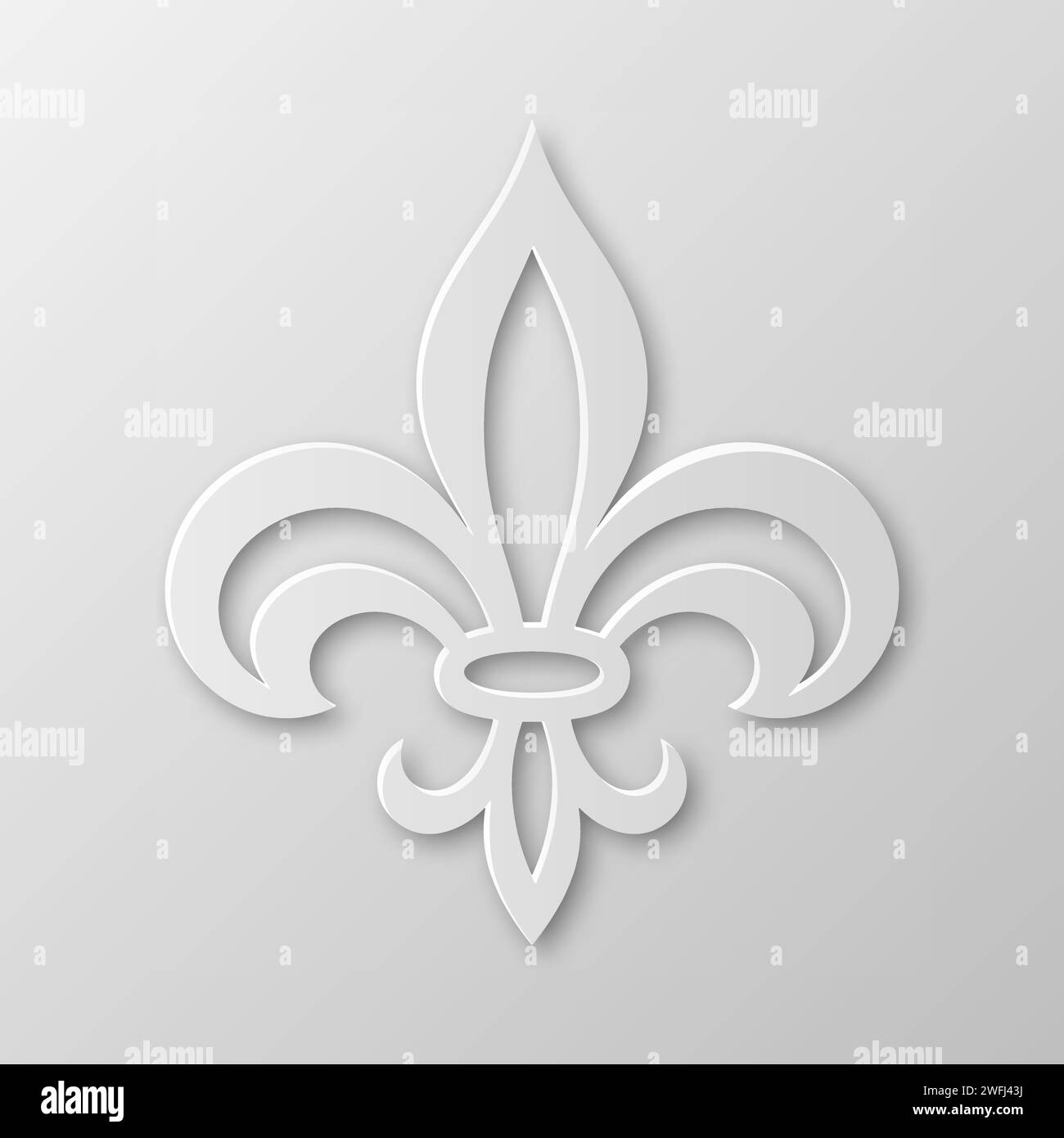 Vector Realistic Paper 3d Fleur De Lis Closeup on White Background ...