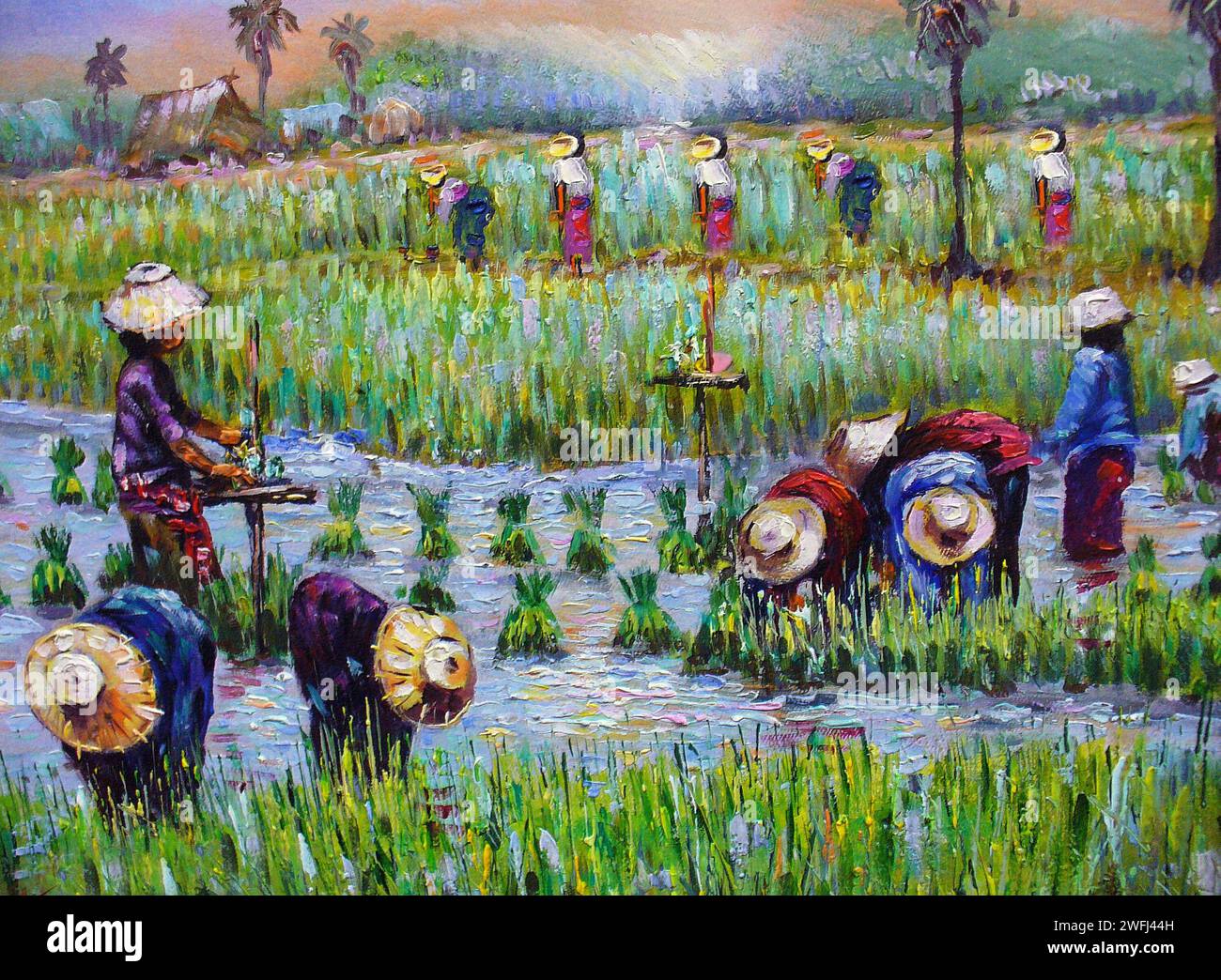 Rice field painting hi-res stock photography and images - Alamy