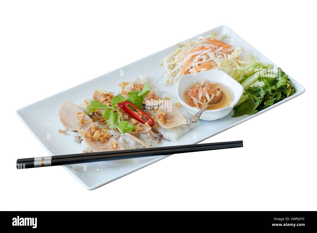 Plate with asiatic homemade food isolated on white Stock Photo - Alamy