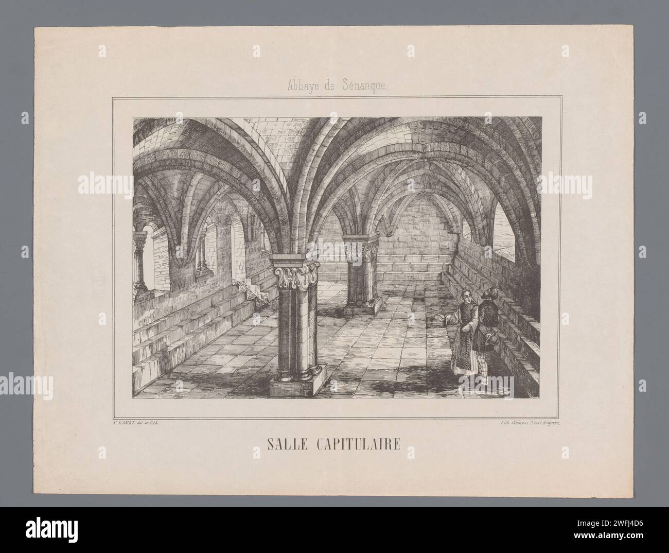 Chapter Hall of the Abbey Van Sénanque, T. Laval, 1855 print Avignon ...