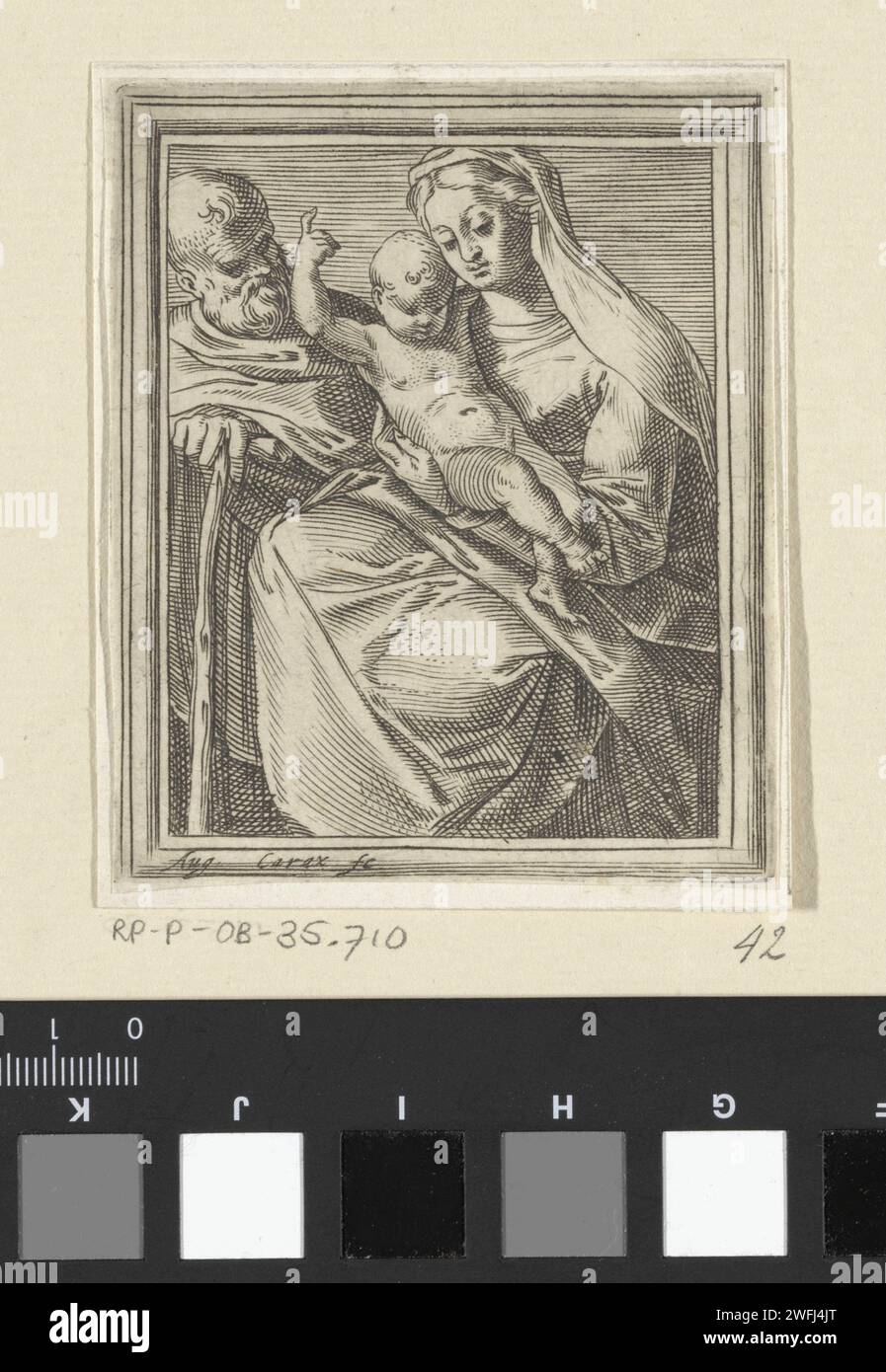 Heilige Familie, Agostino Carracci, 1581 print Maria is sitting on her ...
