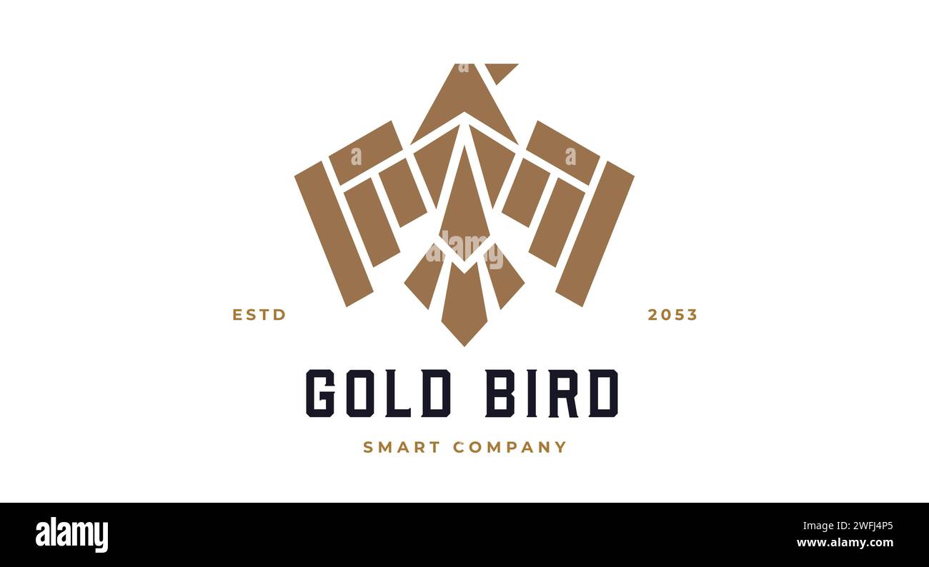 Bird Label, Sign, Logo Eagle, Raven, Phoenix brand. Logo gold bird ...
