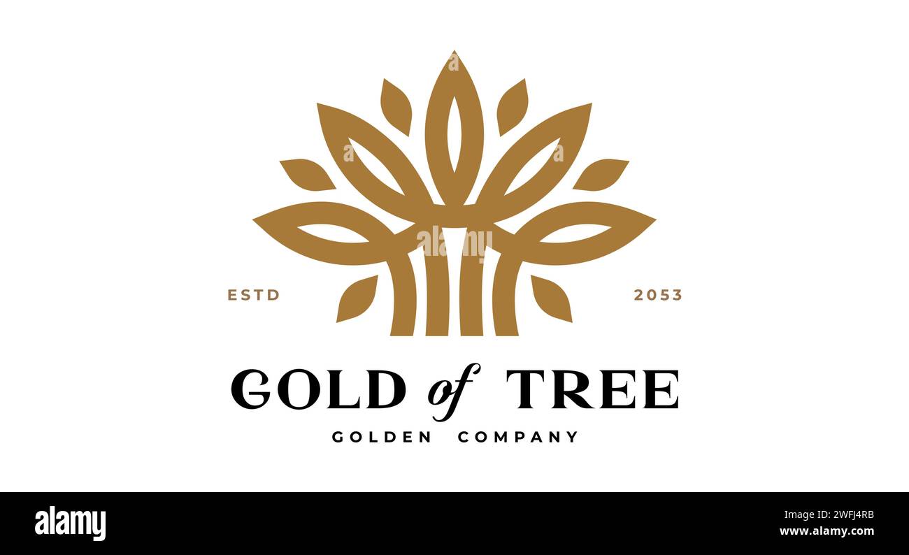 Tree Label, Sign, Logo Oak, Olive Eco Brand. Logo gold tree template ...