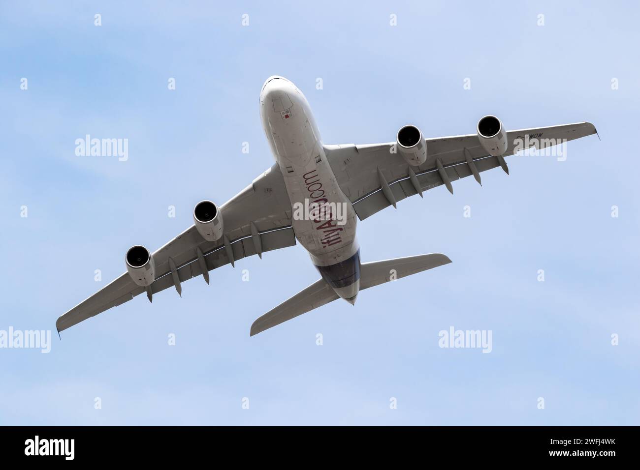 Airbus A380 double-decker passenger plane in flight during the Paris ...