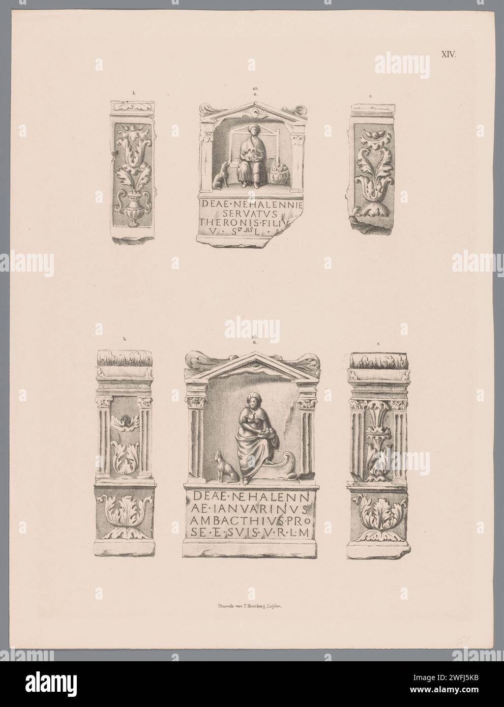Two Nehalennia altars, pl. XIV, Tiemen Hooberg, 1843 - 1845 print Two ...
