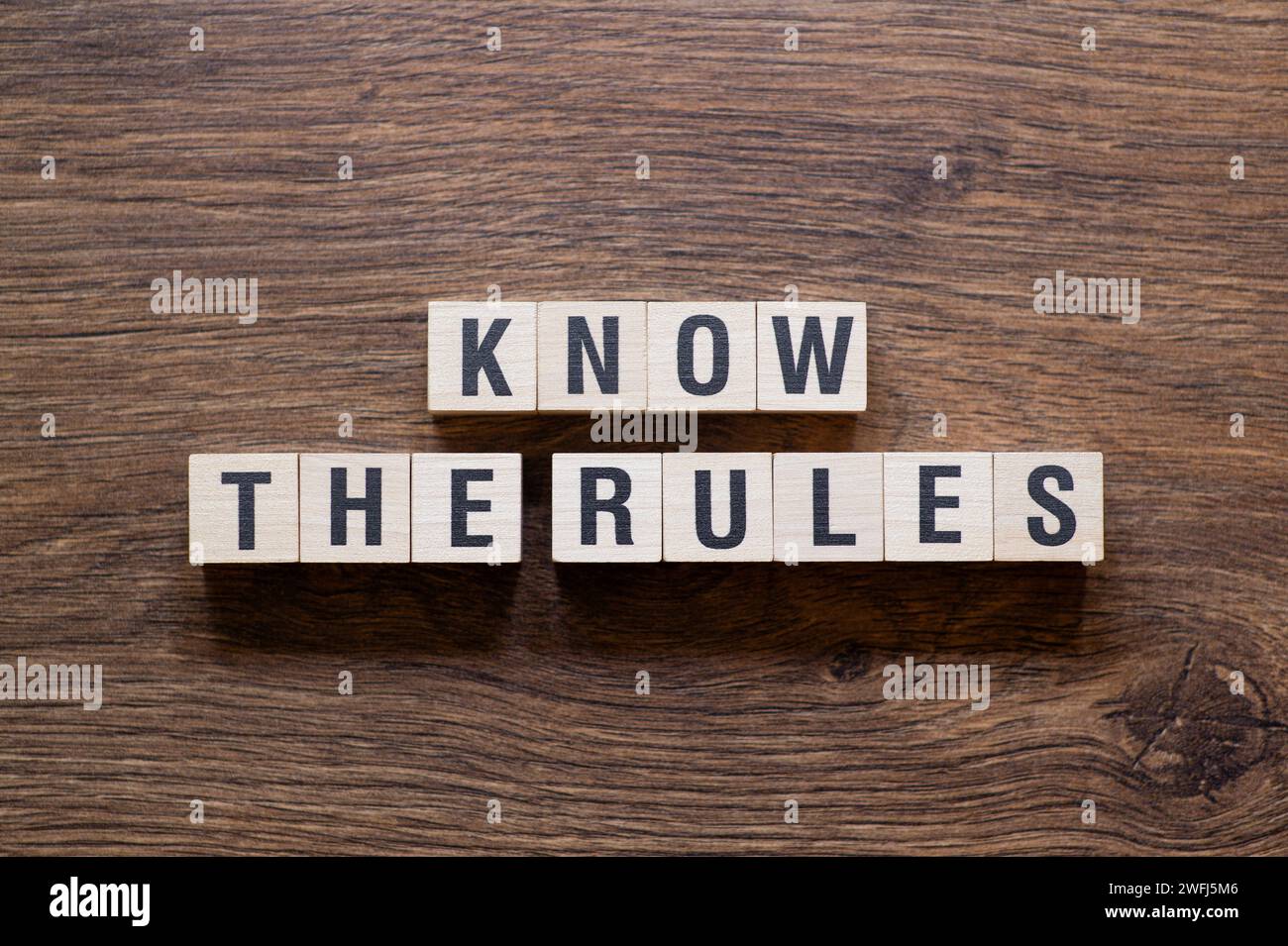 Know the rules - word concept on building blocks, text Stock Photo - Alamy