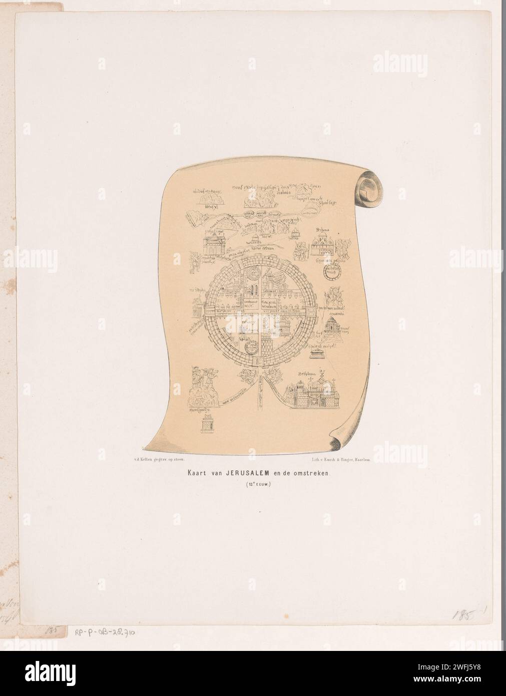 Map of Jerusalem and the surroundings, 12th century, David van der ...