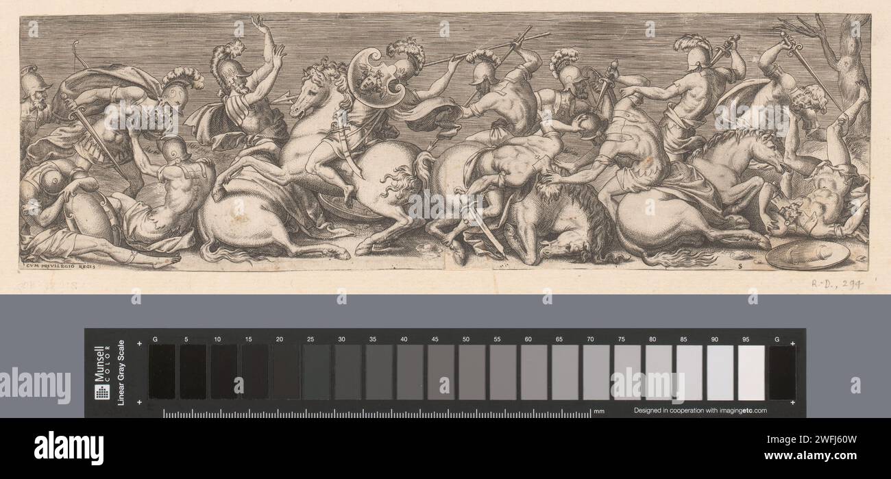 Fight between Roman cavalrymen and infantrymen, Etienne Delaune, 1528 ...