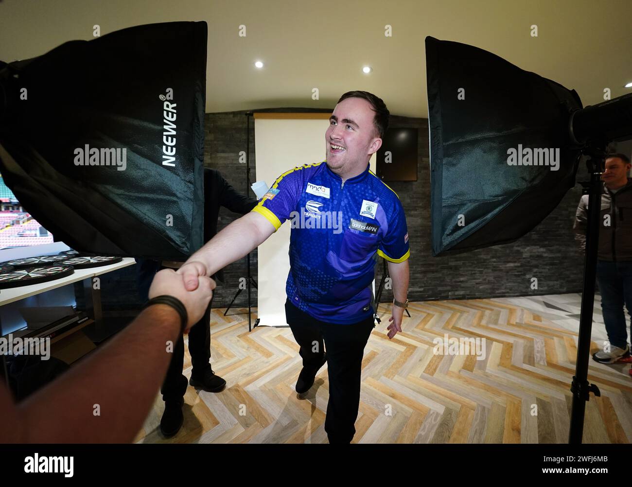 Luke Littler during the BetMGM Premier League launch at the ...