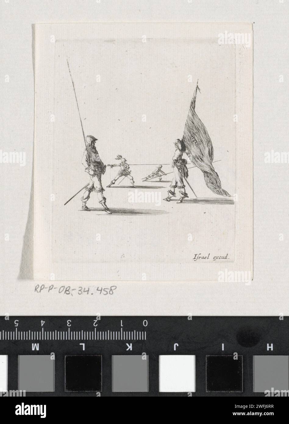 Three spear fighters and a standard bearer, Stefano della Bella, 1620 ...
