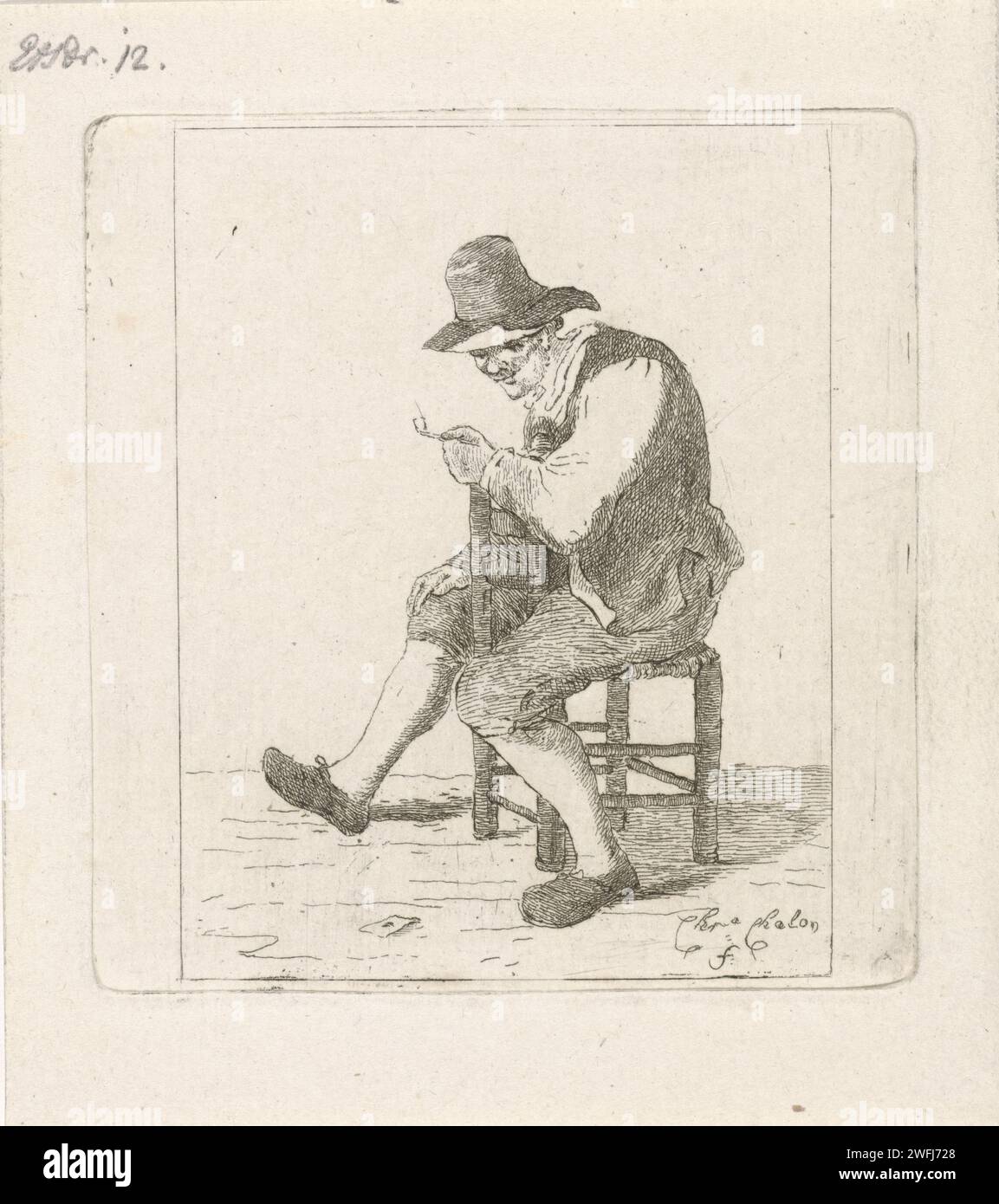 Smoking farmer with Pijp, Pieter de Mare, After Christina Chalon, 1777 ...