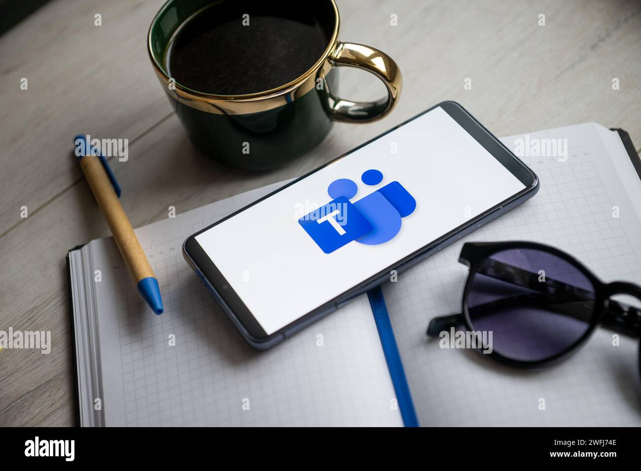 In this photo illustration a Microsoft Teams logo seen displayed on a ...