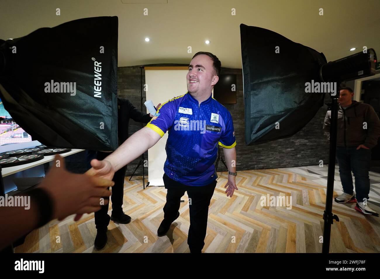 Luke Littler during the BetMGM Premier League launch at the ...