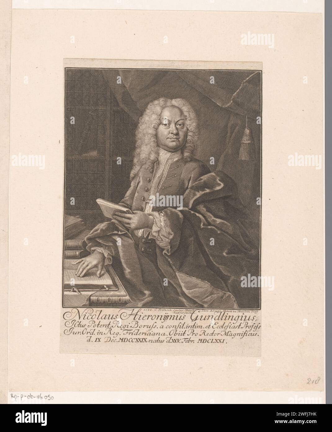 Portrait van Nicolaus Hieronymus Gundling, Christian Fritzsch, 1738 ...