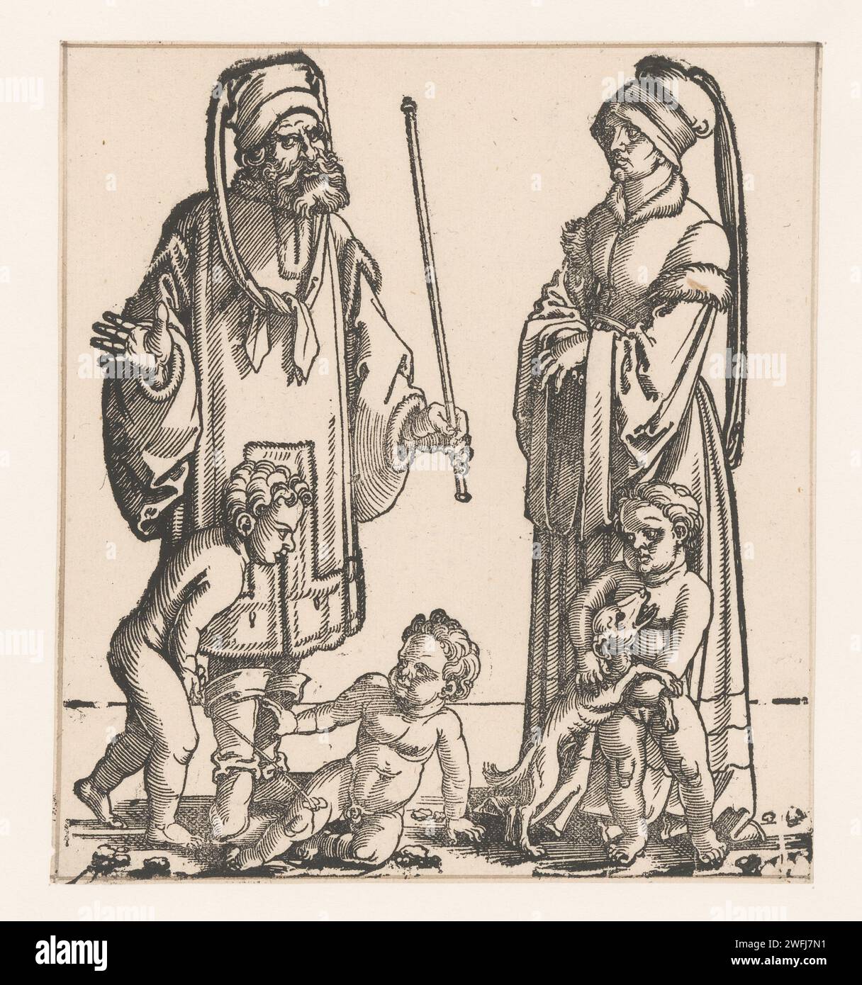 Enos with his wife and children, Anonymous, After Hans Sebald Beham ...