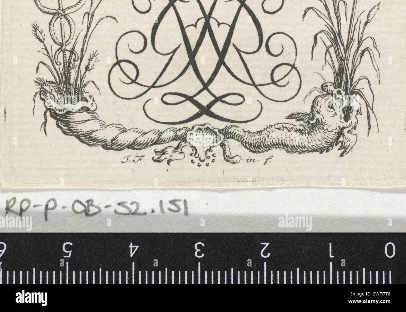 Vignette with Caduceus and Drietand, Jacob Folkema, 1702 - 1767 print ...