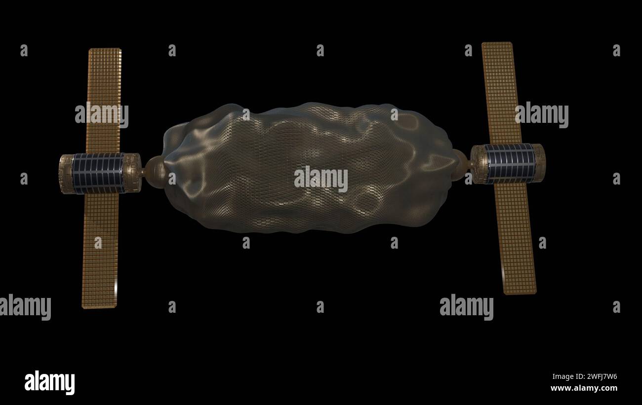 Inflatable space station. Inflatable habitat made of interwoven fibers ...