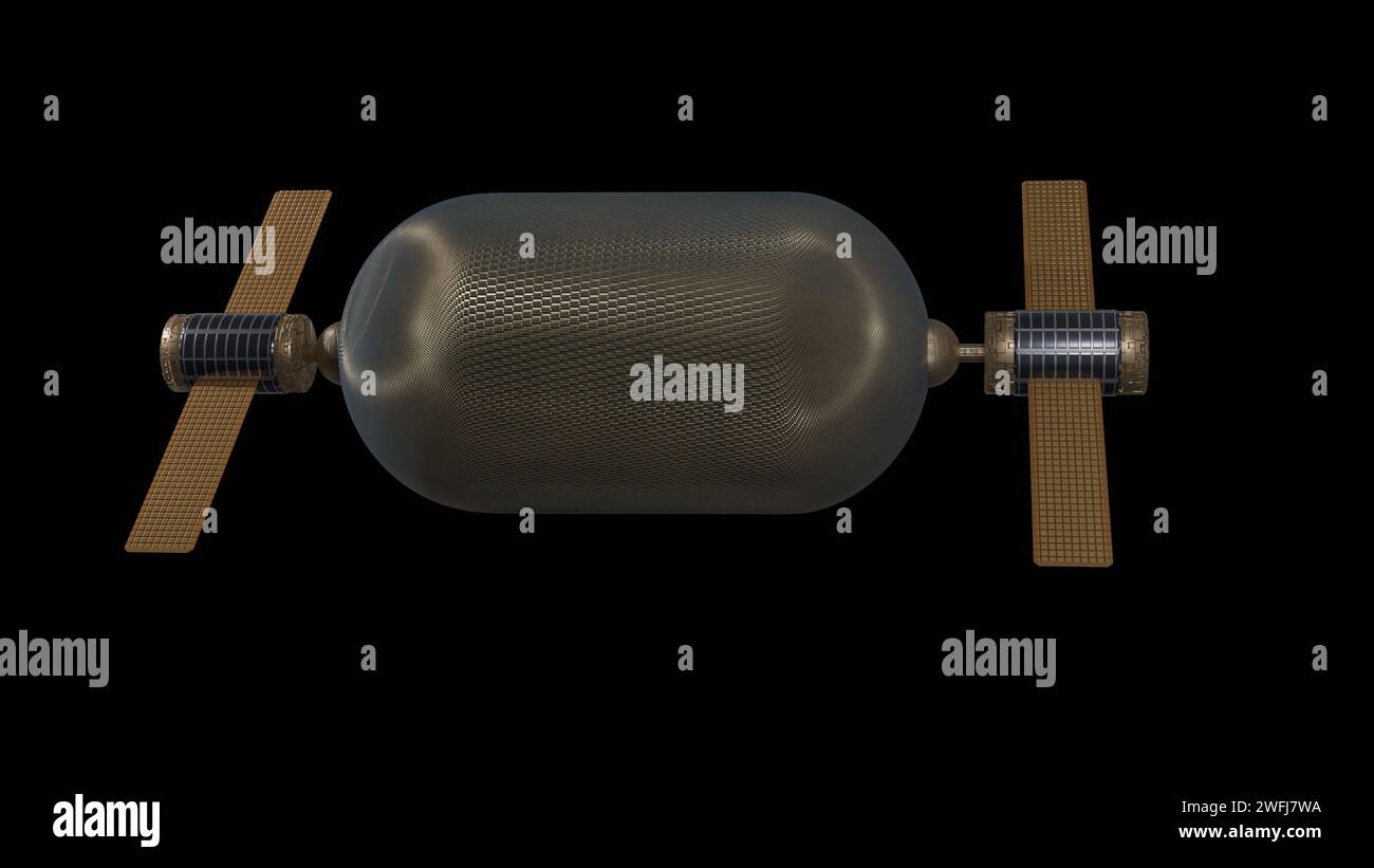 Inflatable space station. Inflatable habitat made of interwoven fibers ...