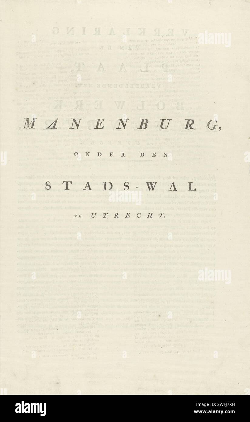Til page for: manenburg, under the Stads -Wal in Utrecht, Willem ...