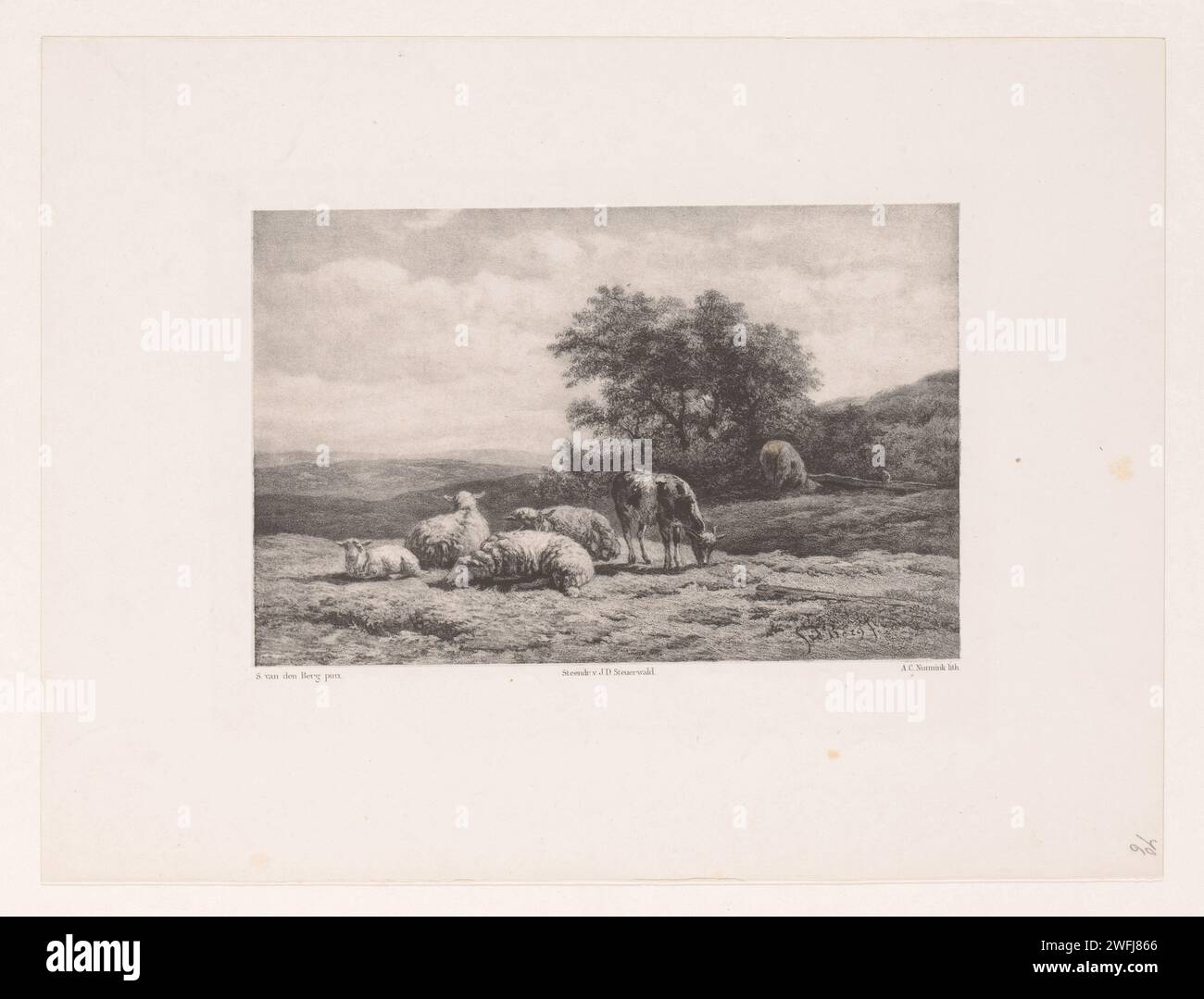 Bok and Sheep in Landscape, Adolf Carel Nunnink, After Simon van den ...