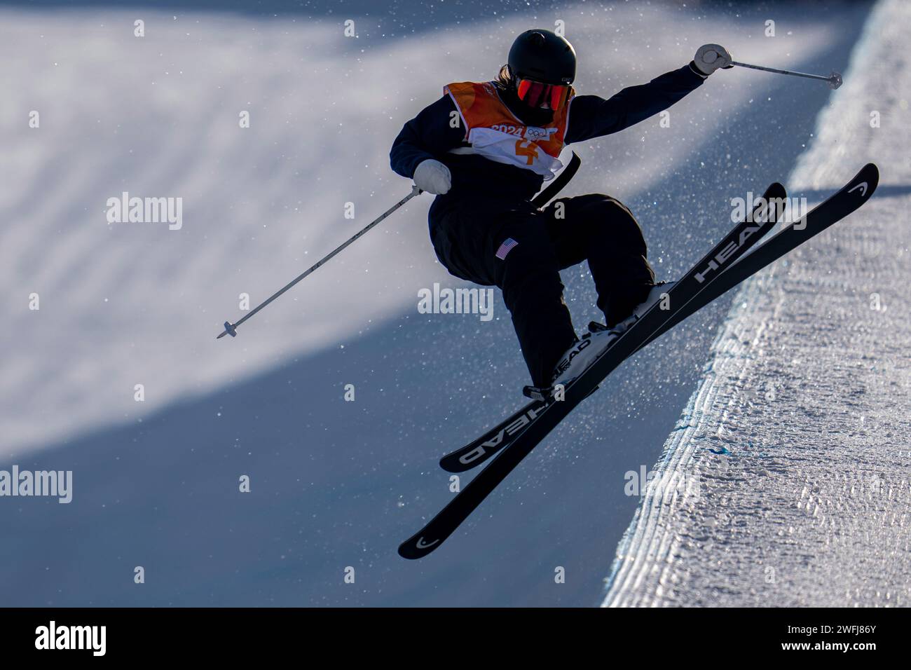 Hunter Maytin, of USA, in action in the Final of the Freestyle Skiing ...
