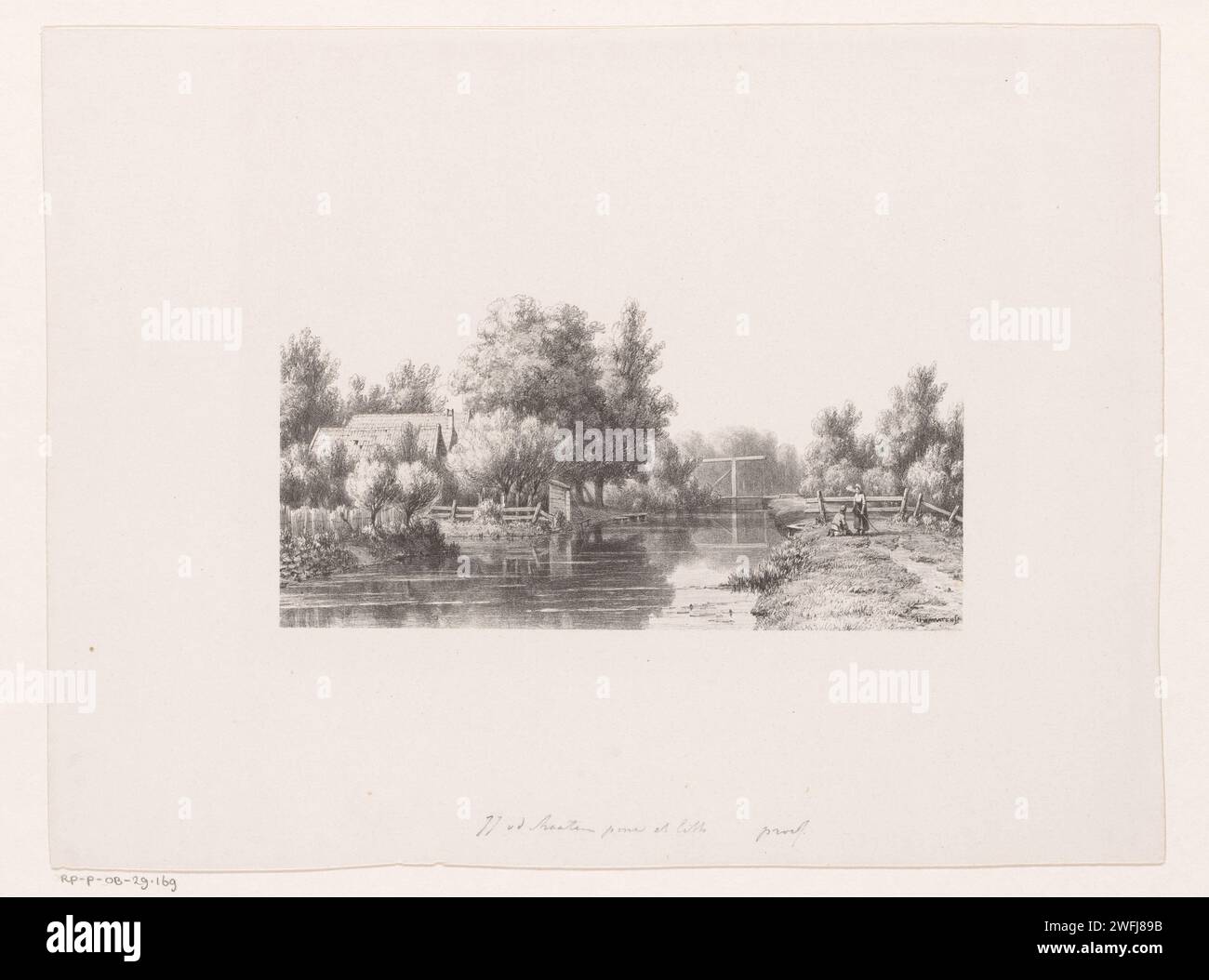 View of a river with farm and drawbridge, Jacob Jan van der Maaten ...