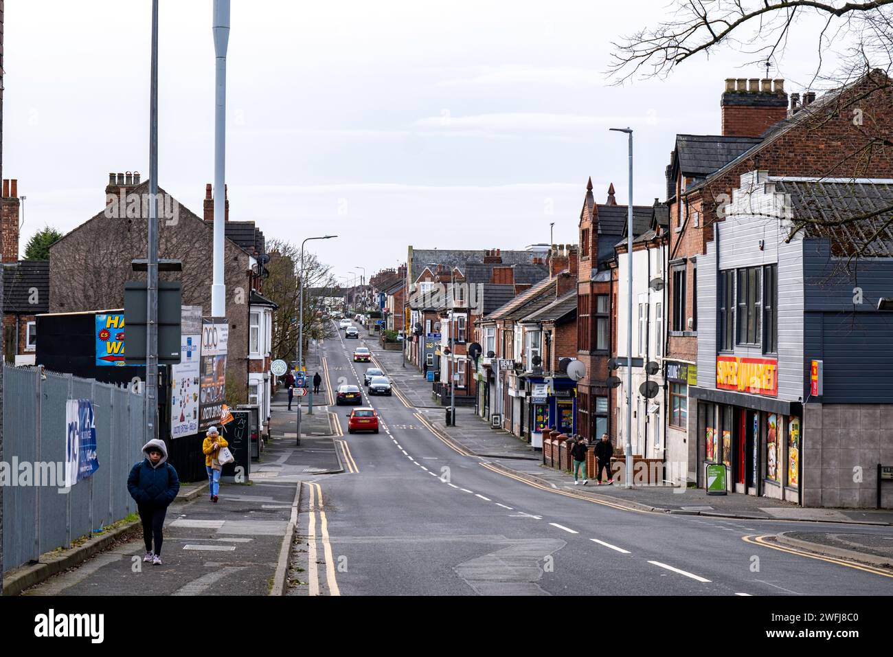 View into Edleston Road, one of the main roads, into town centre of ...
