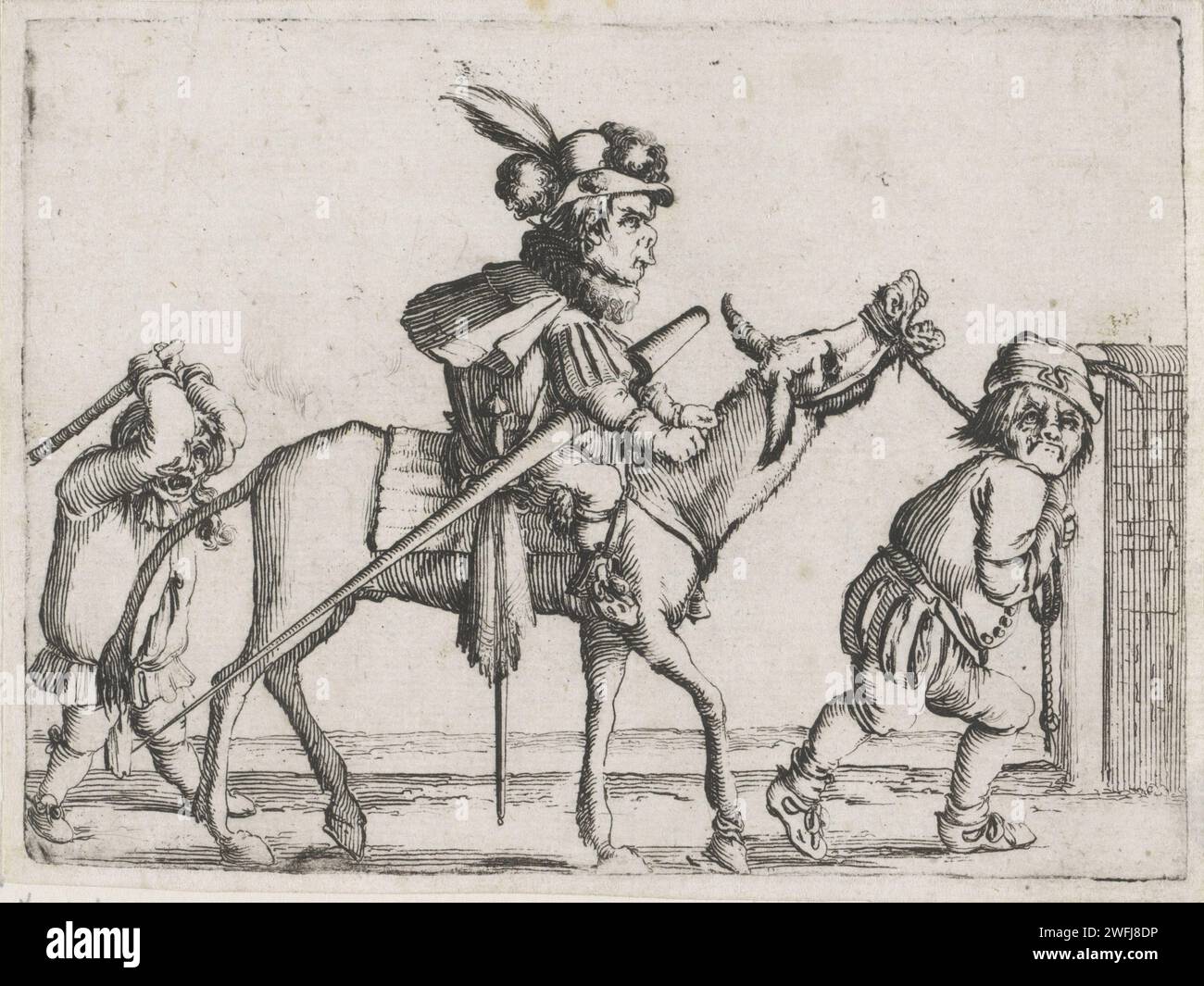 Dwarfs and a donkey, Stefano della Bella, 1620 - 1664 print A dwarf ...