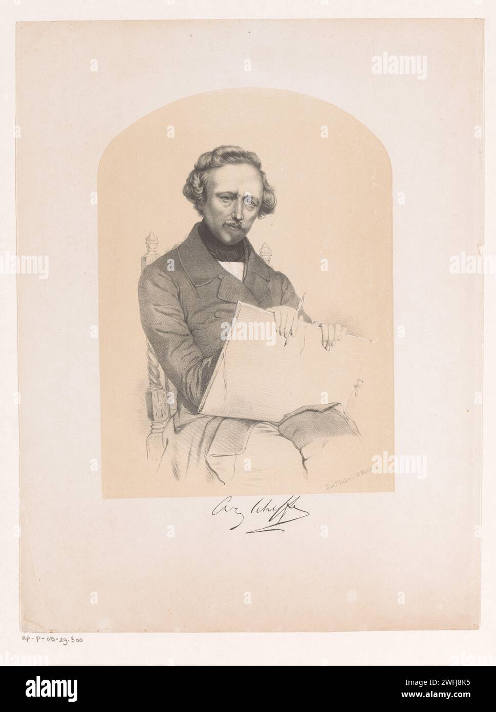 Portrait of Ary Scheffer, Anonymous, Royal Dutch Stone Pressure of C.W ...