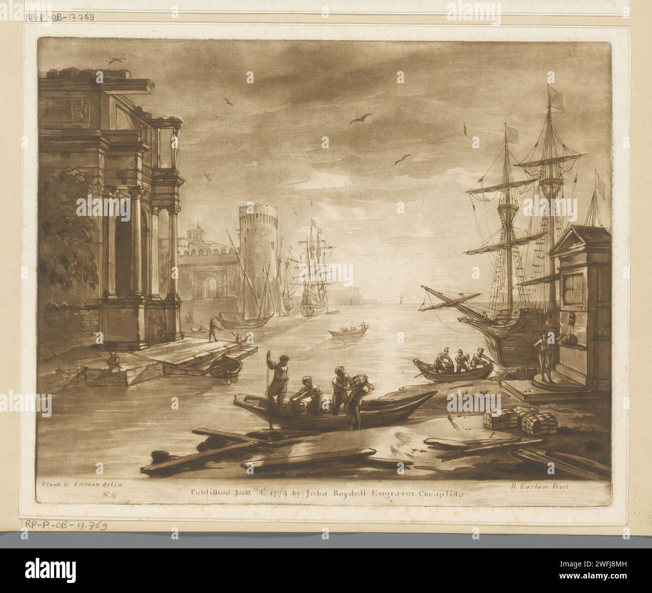 Harbor face with Roman structure and fountain at Zonnet, Richard Earlom ...