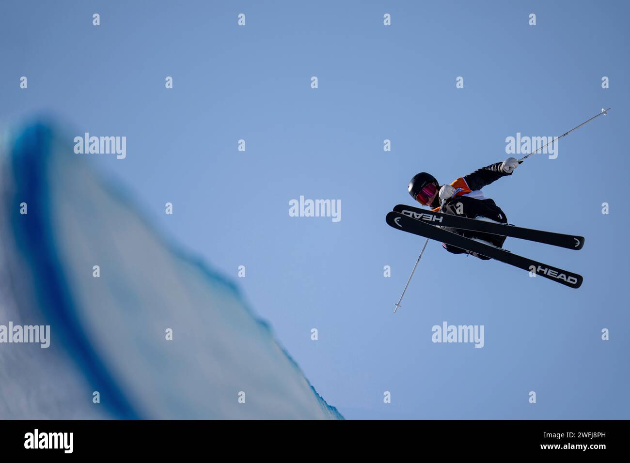 Hunter Maytin, of USA, in action in the Final of the Freestyle Skiing ...