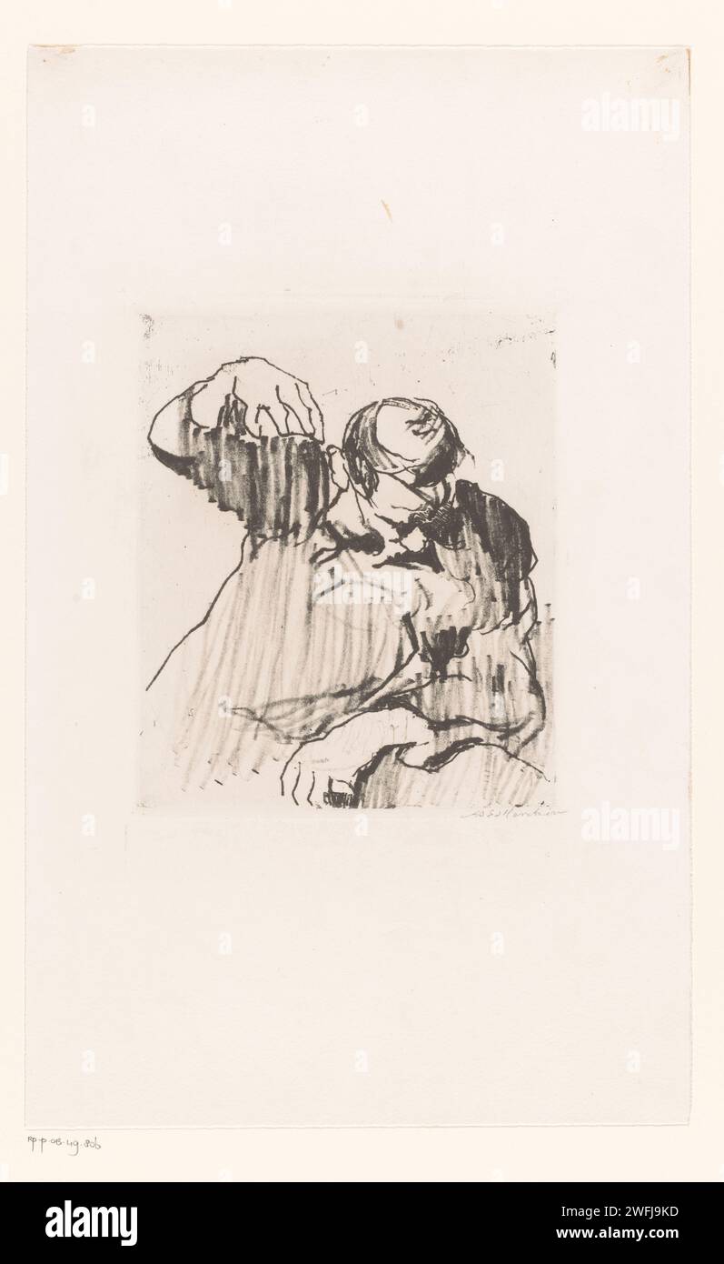 Man with a curved head and lifted hand, Adolf Eduard Herstein, 1879 ...