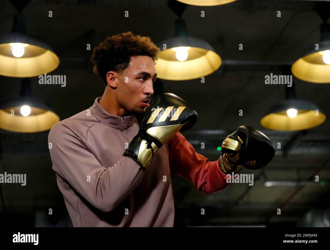 Ben Whittaker during the media work-out at Camden Boxing Club, London ...