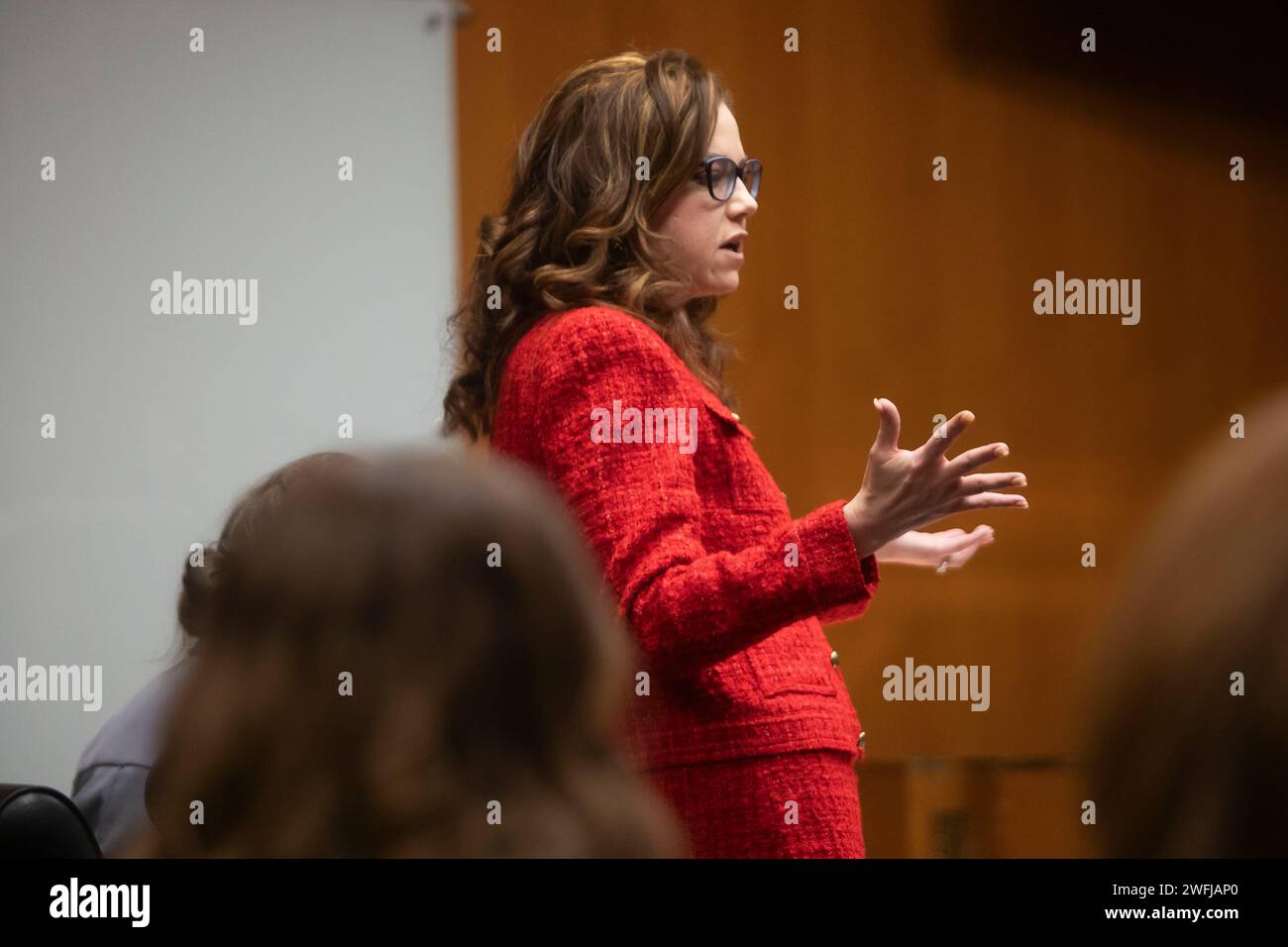 Defense attorney Shannon Smith speaks with judge Cheryl Matthews during ...