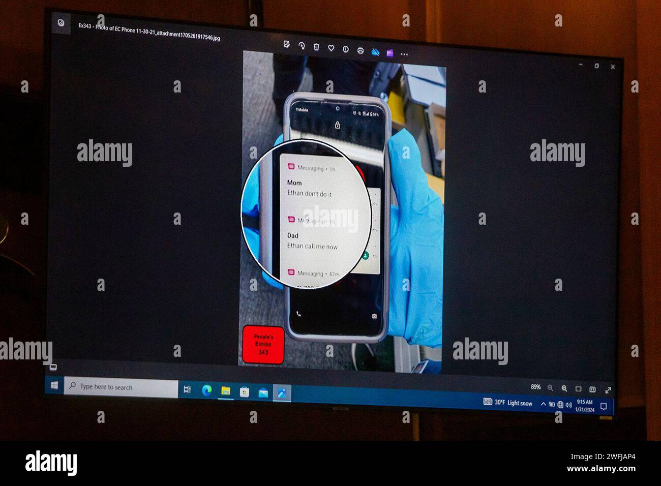 A photograph of Ethan Crumbley's cell phone, taken shortly after he ...